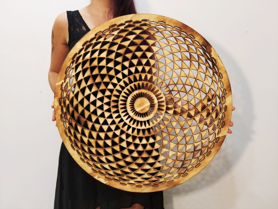 Torus Crystal Grid, Torus Flower, Wall Art, Wood Decoration LED, Sacred ...