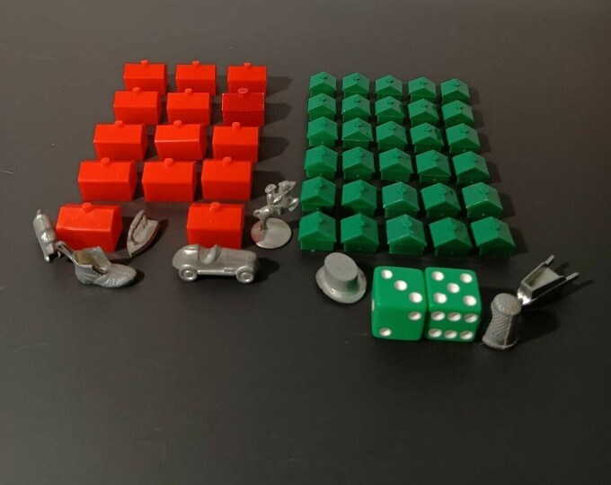 1960s Vintage Monopoly 8 Game Tokens and 44 Buildings Replacements ...