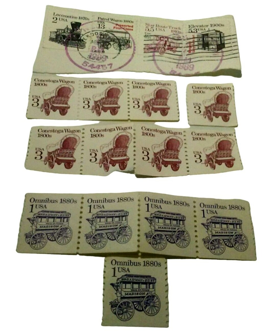 Vintage 1980s Transportation Stamps Conestoga Wagon Omnibus Mixed Lot ...