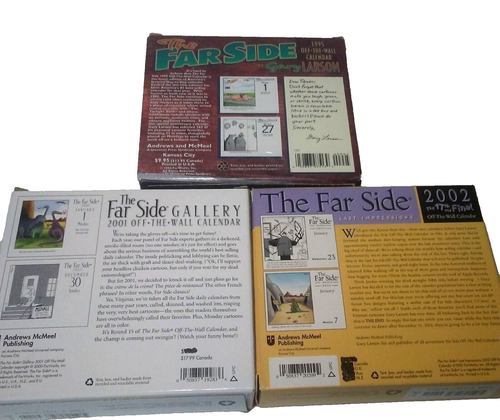 The Far Side Gary Larson Calendar Sets From 1995, 2001, 2002 Lot of 3 ...