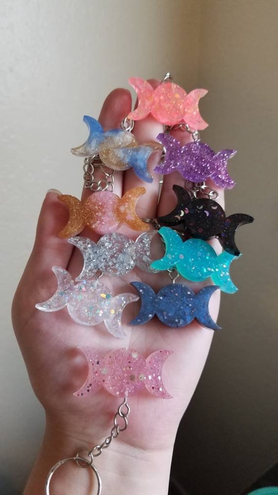 Triple Goddess Moon Keychain | Etsy