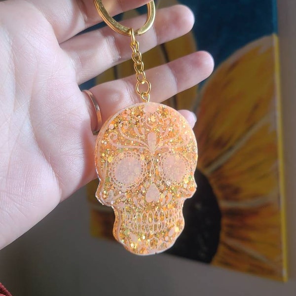 Sugar Skull Keychain - Etsy