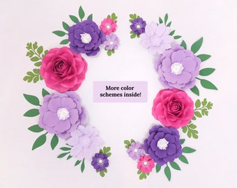Purple Paper Flowers, Nursery Wall Decor, Girl's Bedroom Wall Art ...