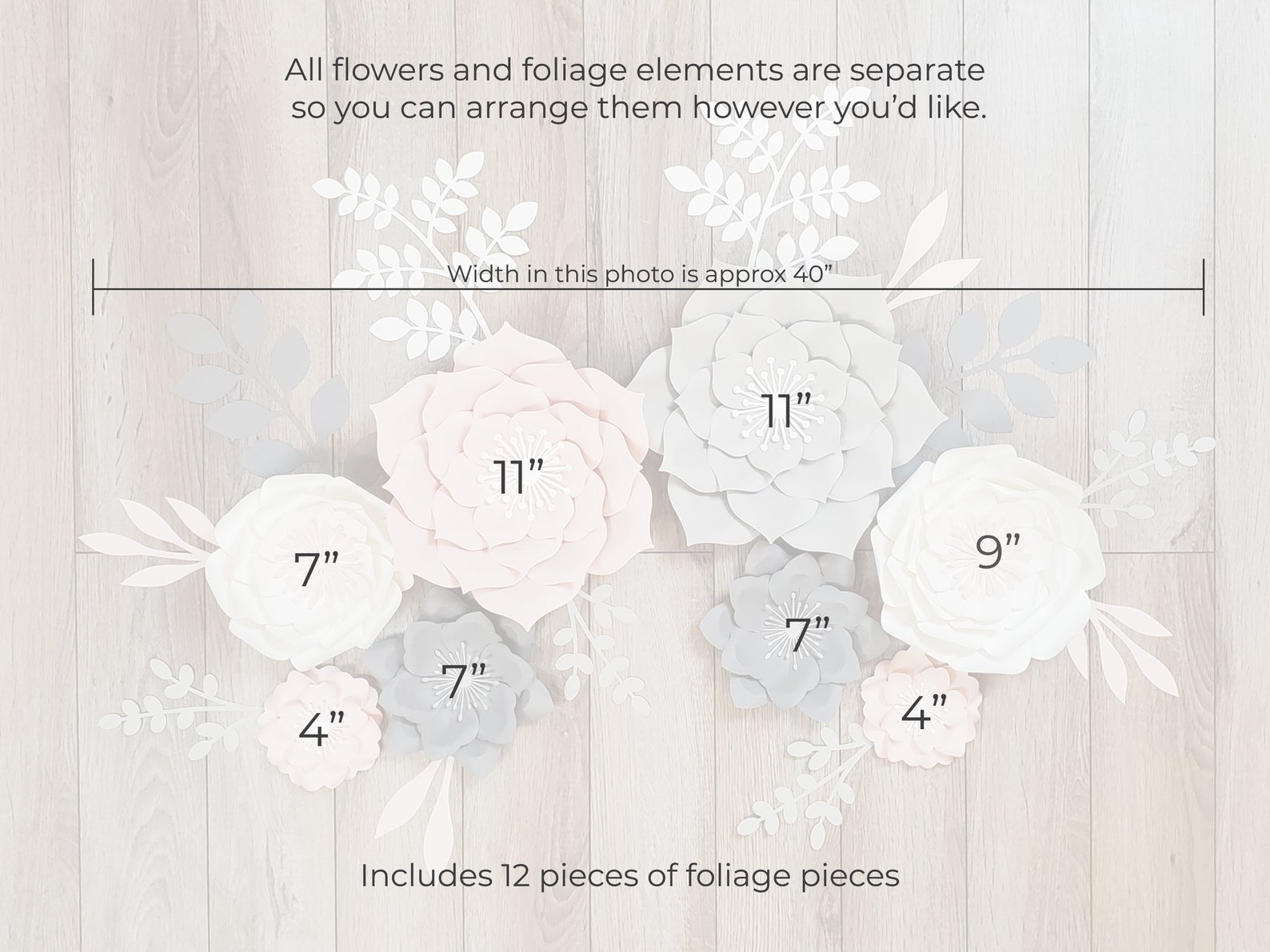 Paper Flowers Wall Decor Pink and Gray Paper Flowers for - Etsy