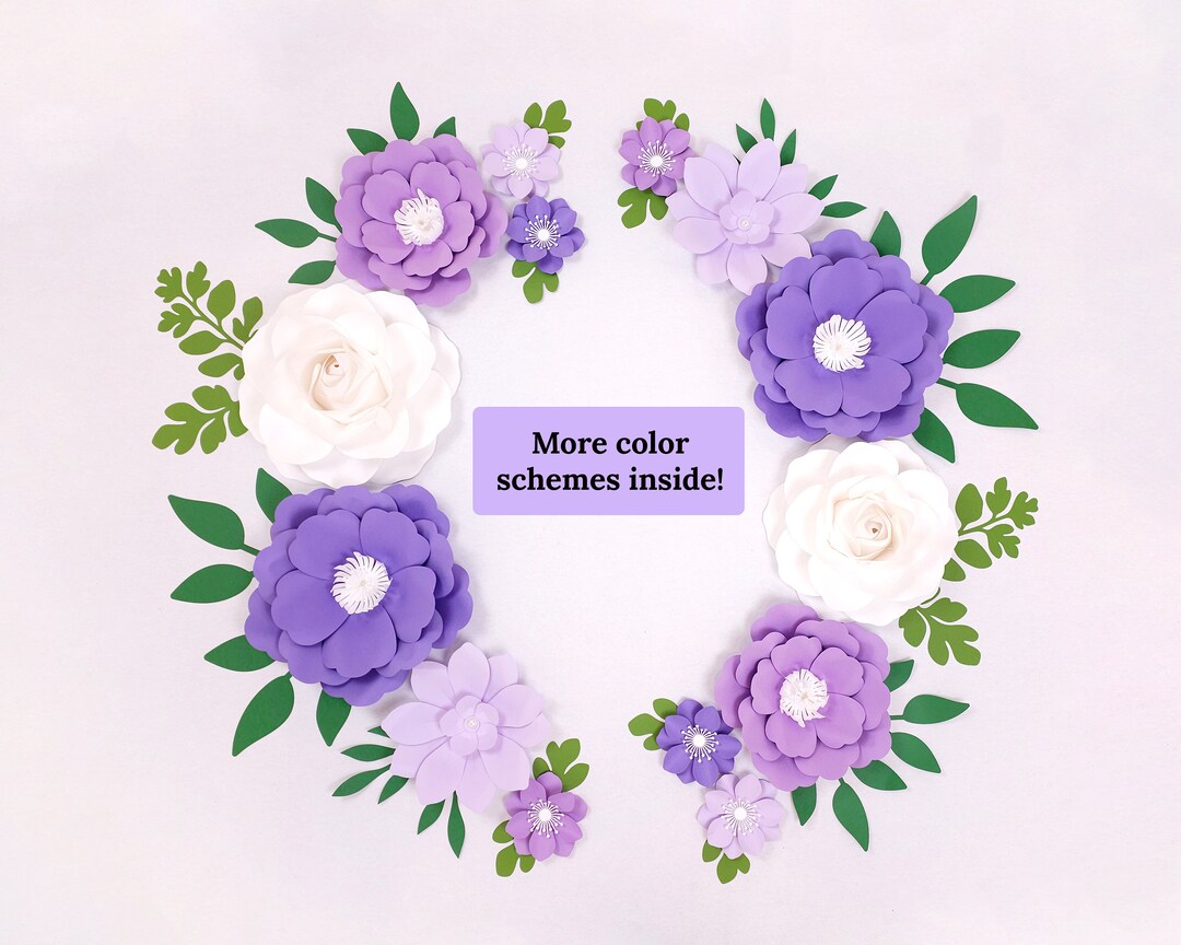 Purple Paper Flowers, Nursery Wall Decor, Girl's Bedroom Wall Art ...