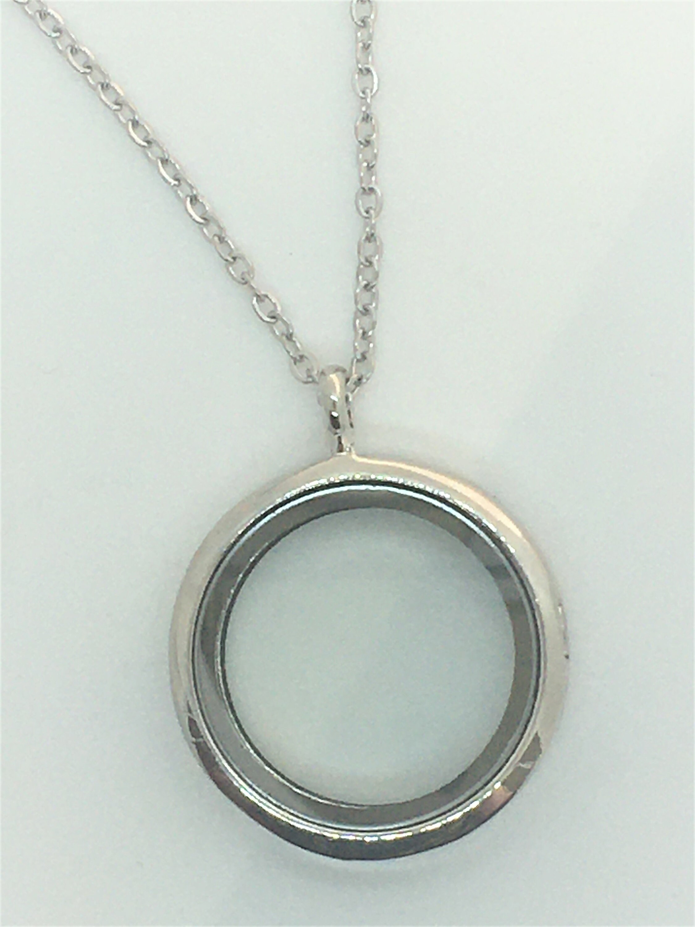 Empty Blank DIY Floating Memory Locket Necklace / 30mm Round Silver ...