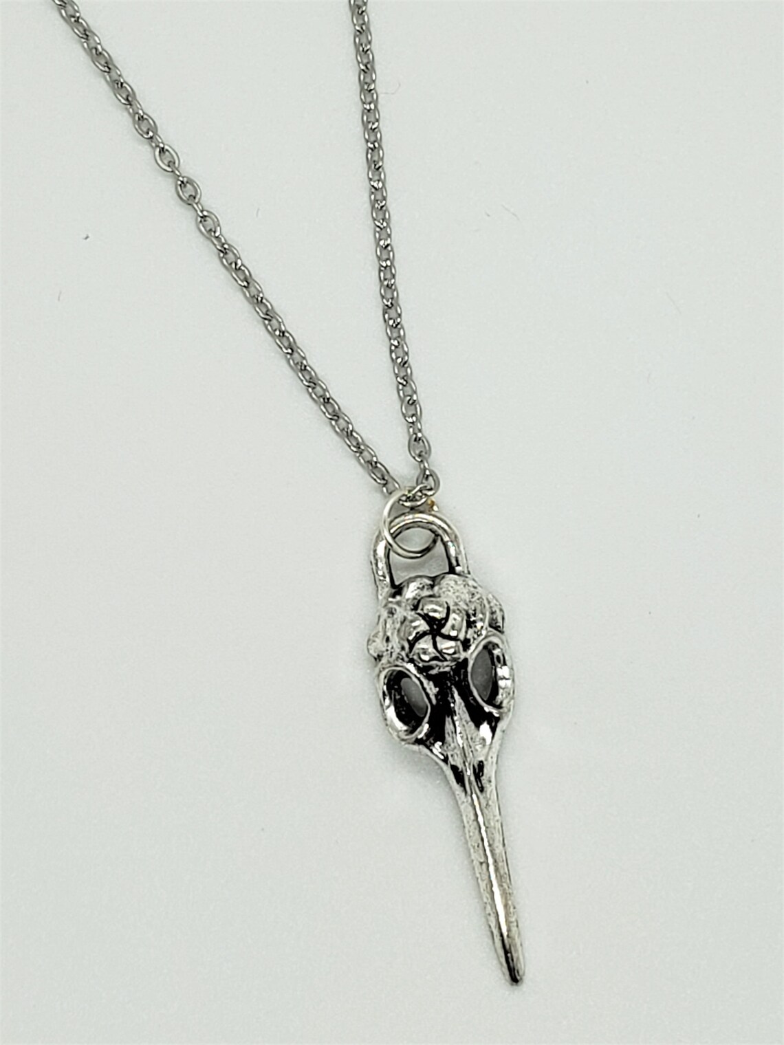 Bird Skull Necklace / Silver Bird Skull Pendant on Stainless Steel ...