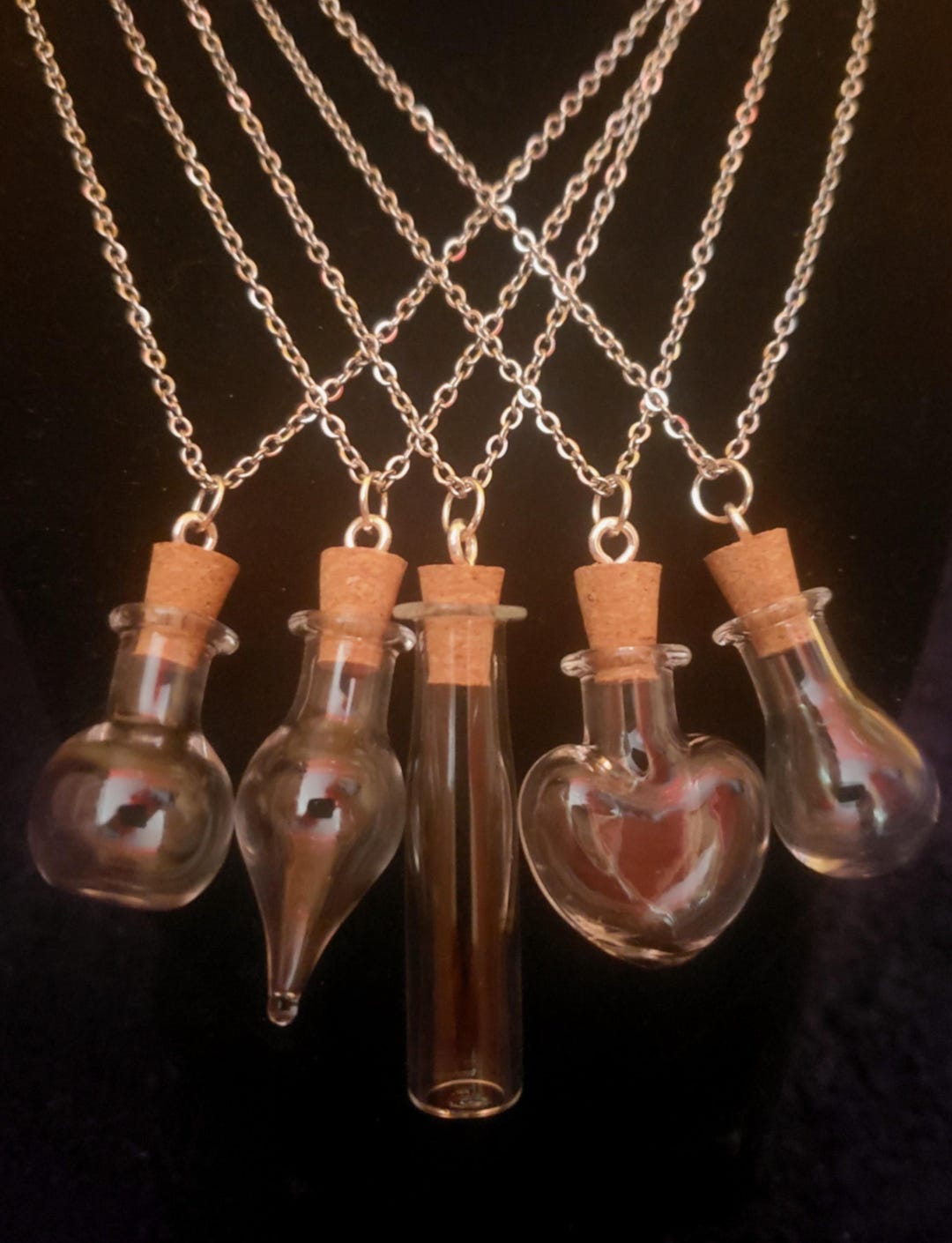 Mini Empty Glass Bottle Necklace, Your Choice//tiny Vial W. Cork ...