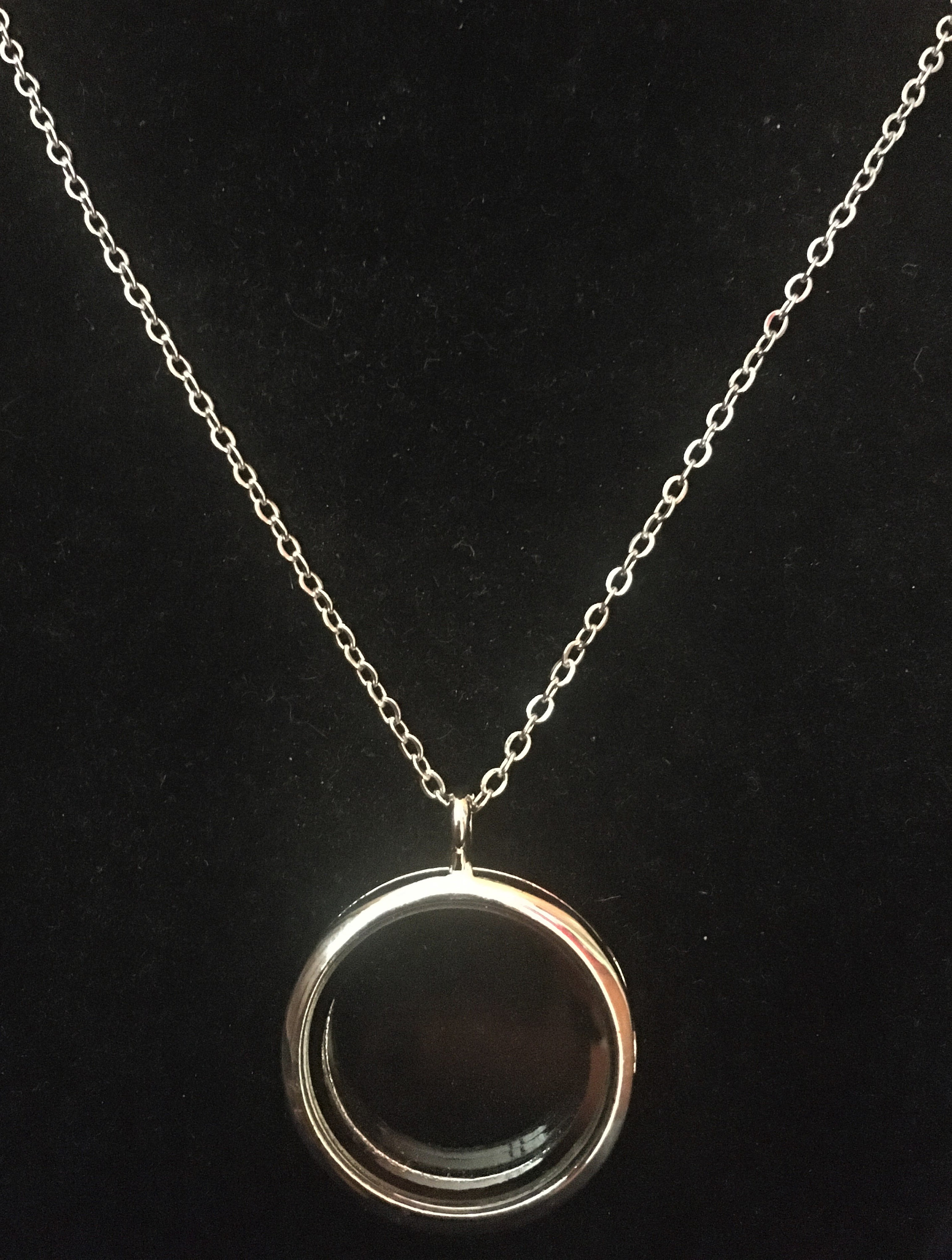 Empty Blank DIY Floating Memory Locket Necklace / 30mm Round Silver ...