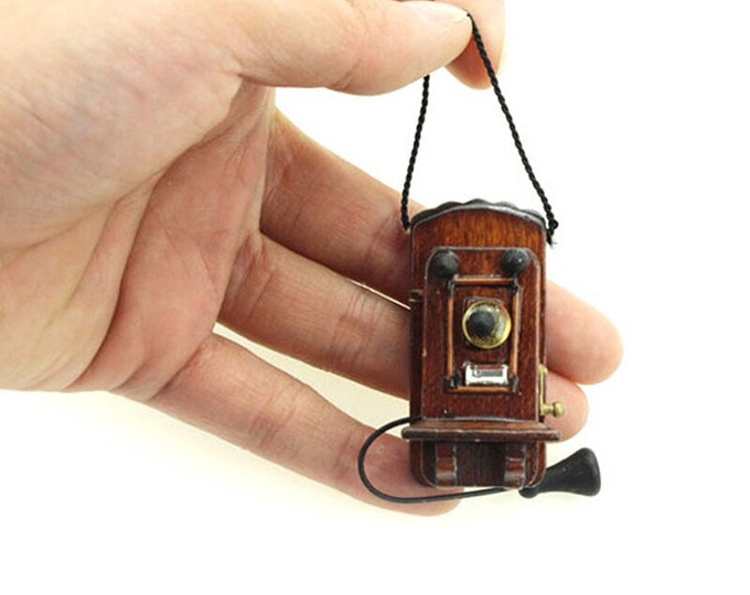 Miniature Antique Wall Mount Phone 1:12 Dollhouse Miniature Décor - Etsy