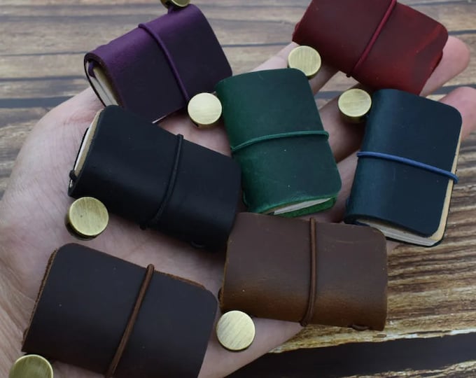 Mini Leather Journal Pick Your Own Rainbow Colours A7 Blank or Lined ...