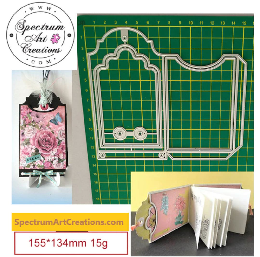Library Pocket With Fancy Top Tag and Reinforcers Metal Die M268 - Etsy