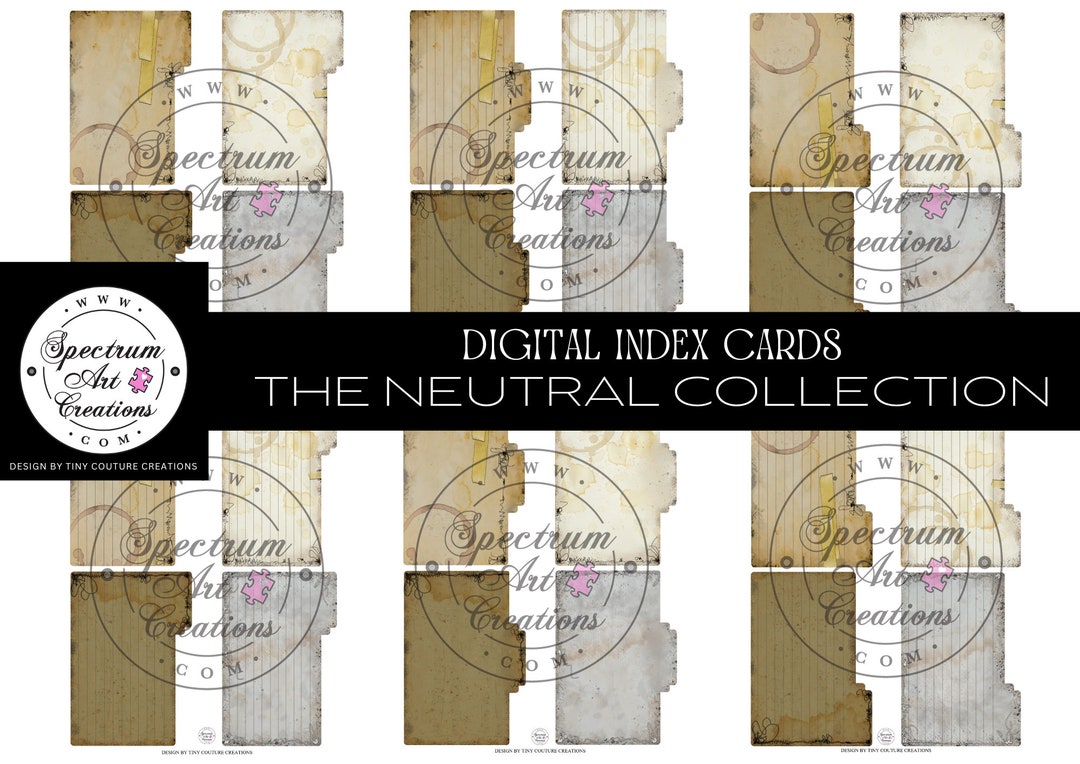Neutral Index Cards Digital Downloads 6 Sheets - Etsy