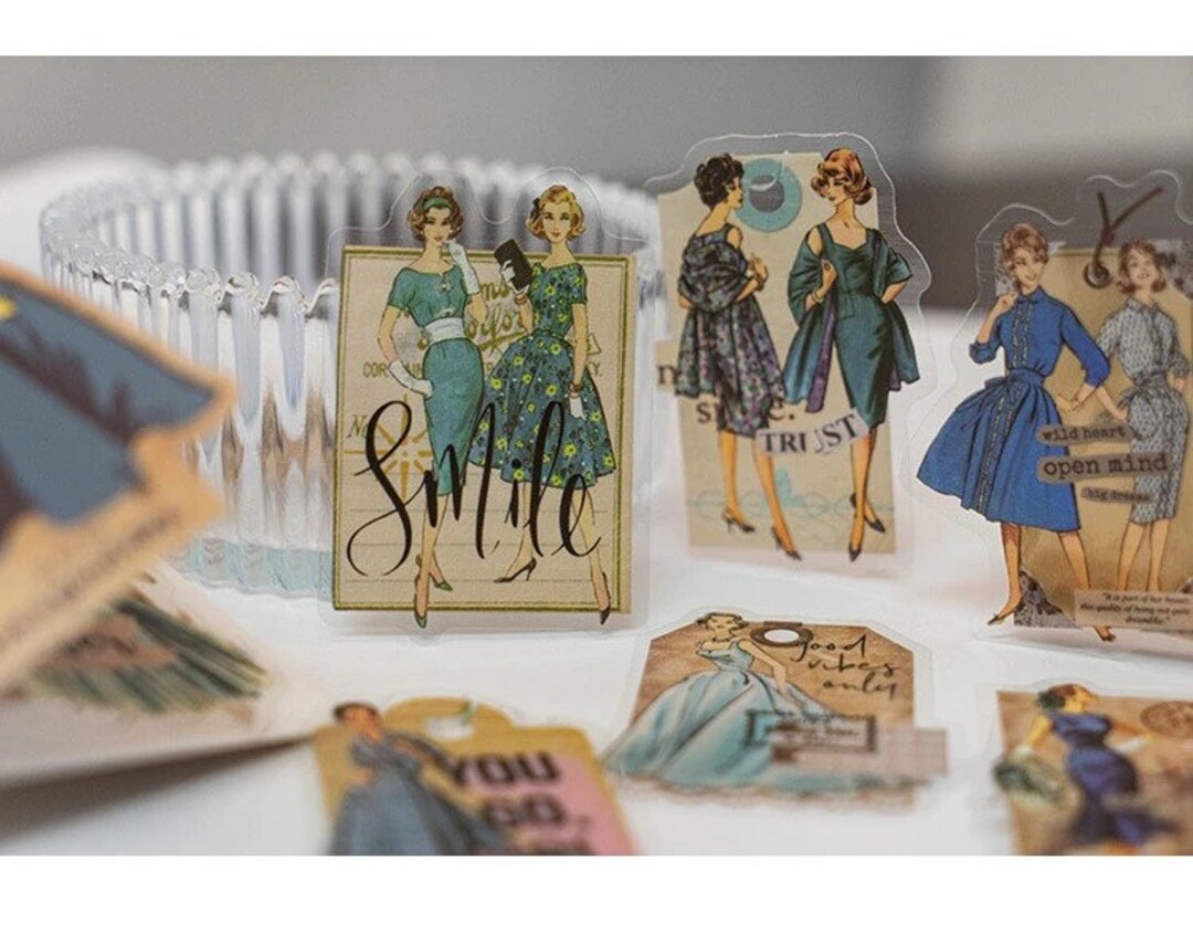 Vintage Clear Fashion Sticker Pack. Each Pack Contains 30 Pieces. 6 ...