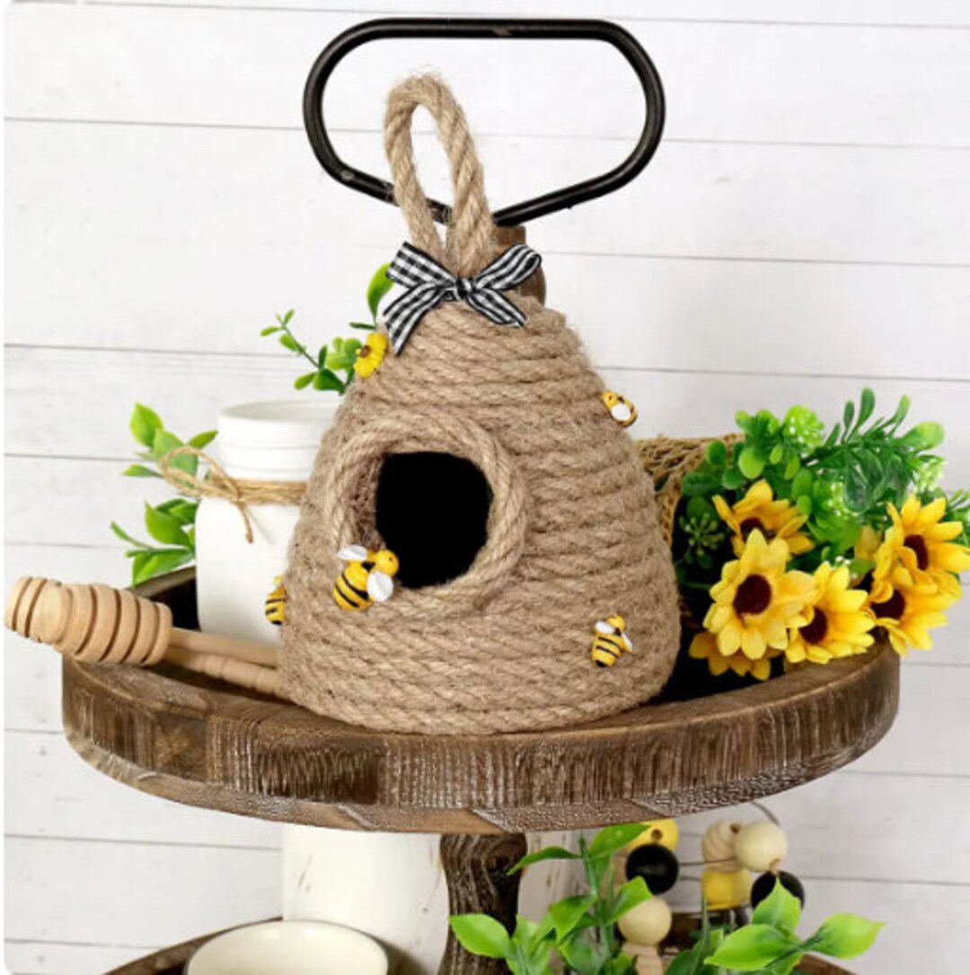 Beehive Decor Jute Hanging Bee Nest Honey - Etsy