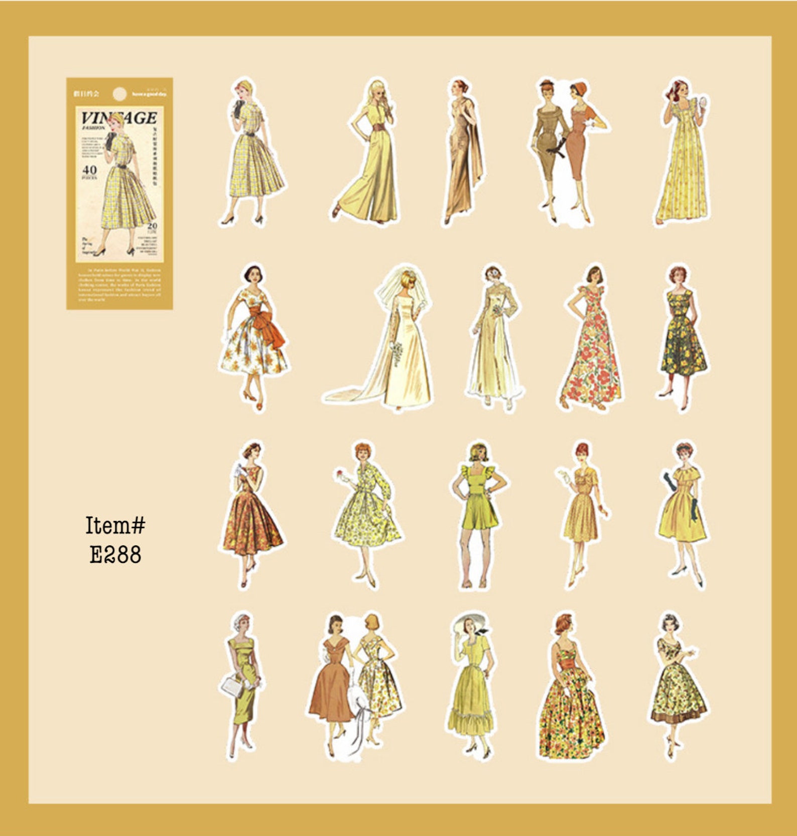 Vintage Fashion Sticker Pack. Each Pack Contains 40 Pieces. 5 - Etsy