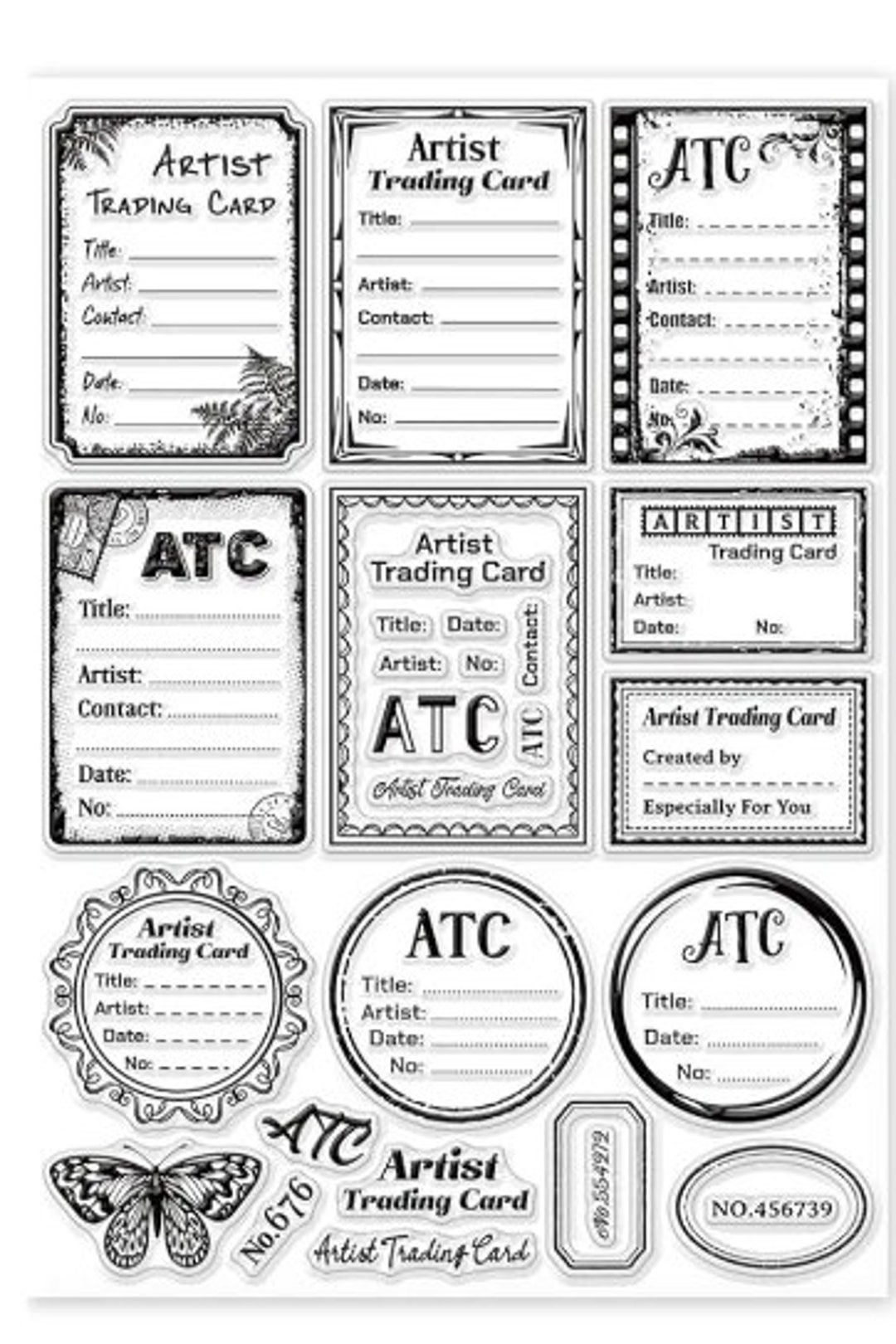 ATC Artist Trading Cards Clear Stamp Set HUGE Set at 8 X 12 Inches and ...