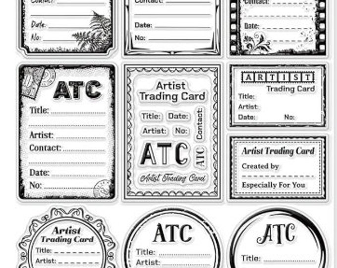 ATC Artist Trading Cards Clear Stamp Set HUGE Set at 8 X 12 Inches and ...