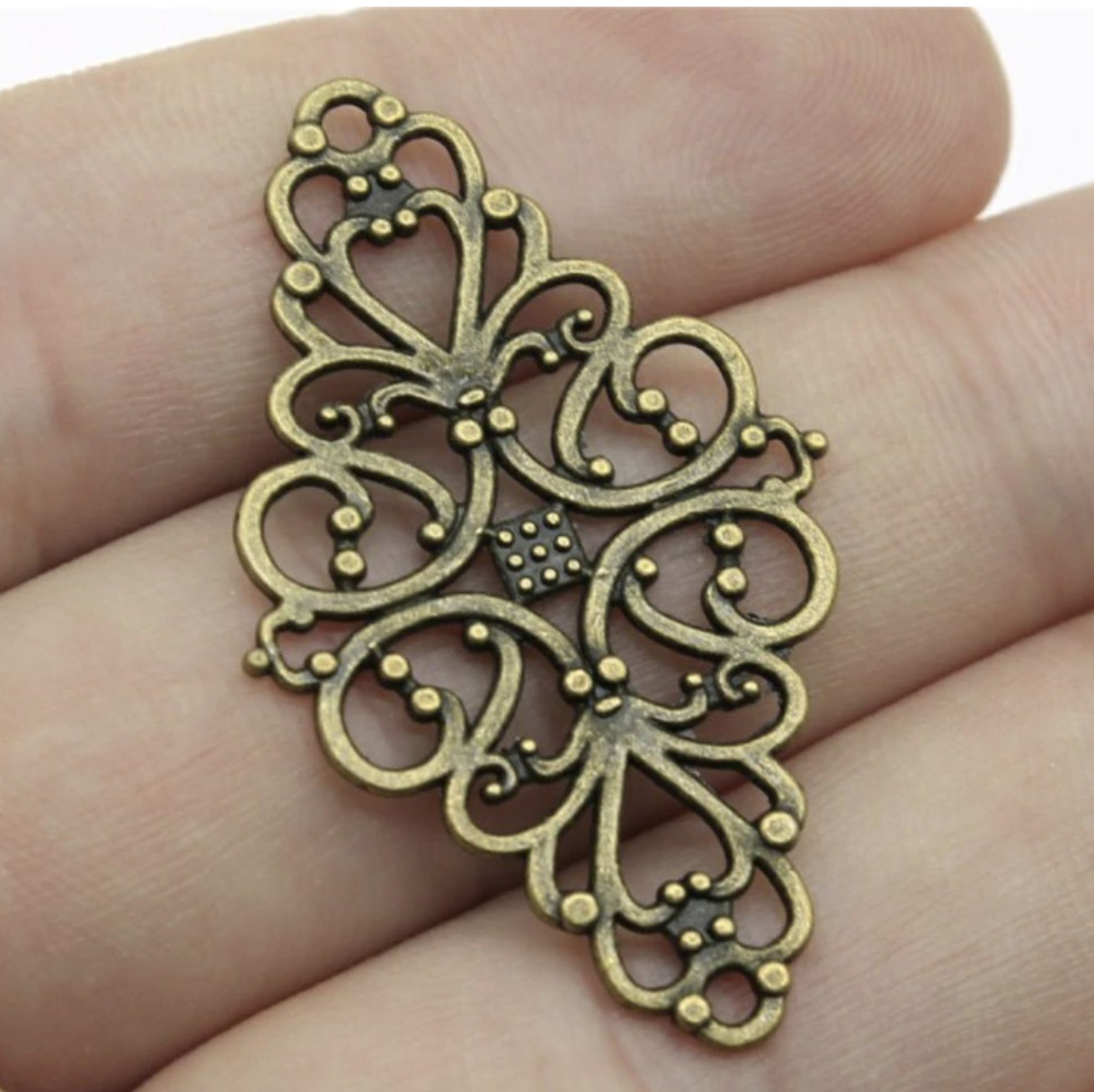 Metal Filigree Diamond Pack - Gold, Silver or Bronze 4pc - Etsy