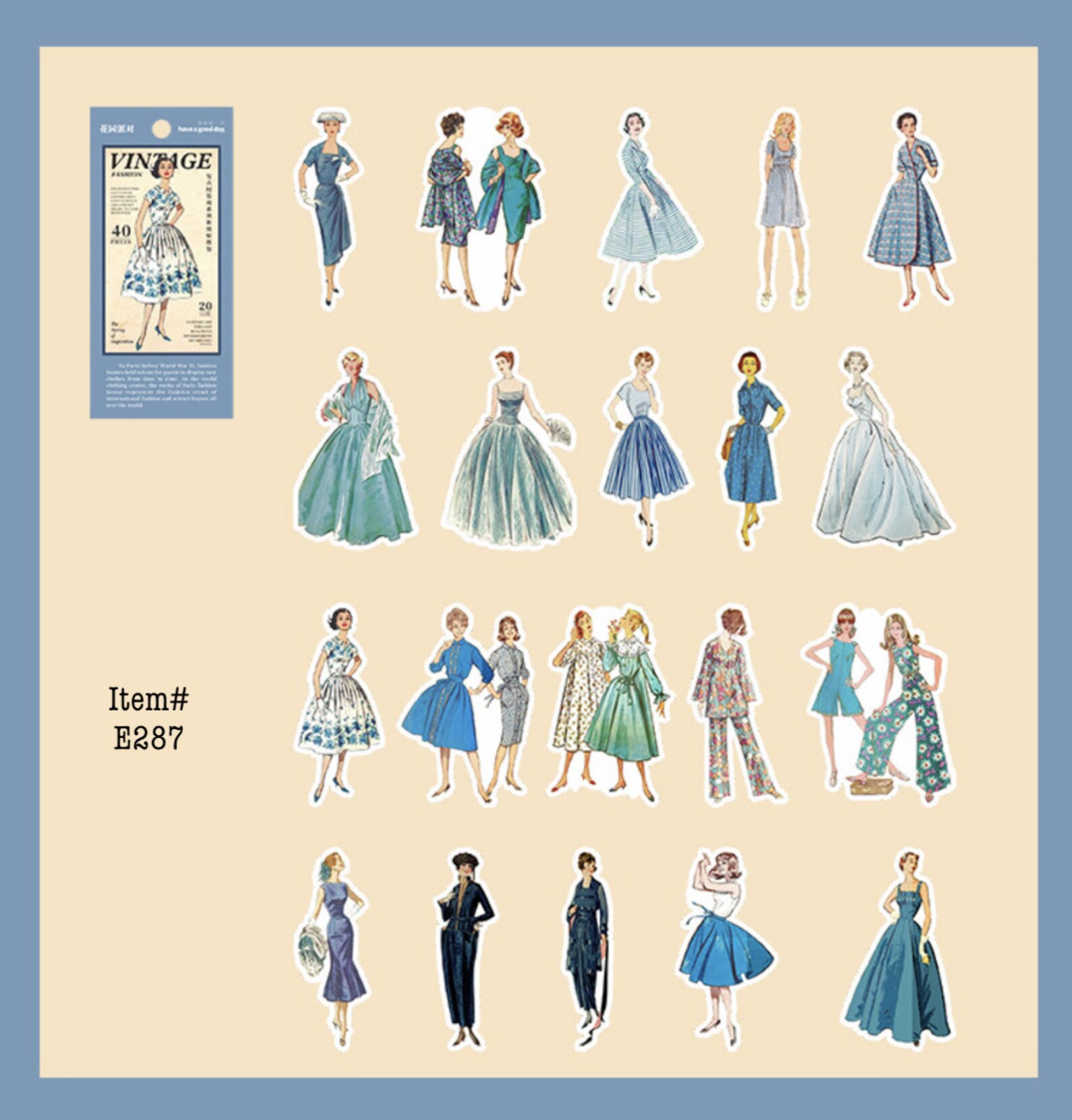 Vintage Fashion Sticker Pack. Each Pack Contains 40 Pieces. 5 - Etsy