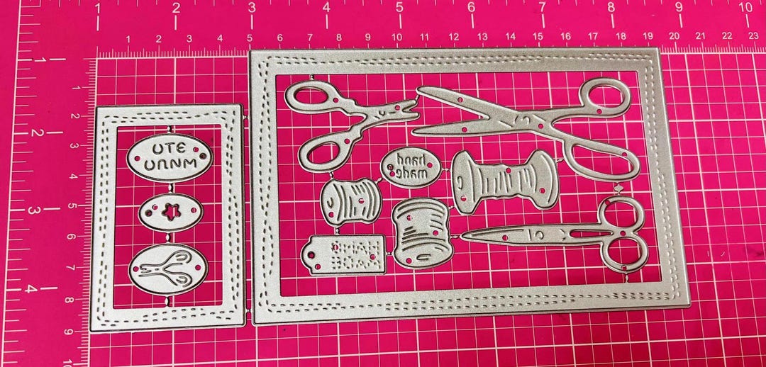 Sewing Notions Scissors Spools Stitch Frame Cutting Die Set MD869 - Etsy