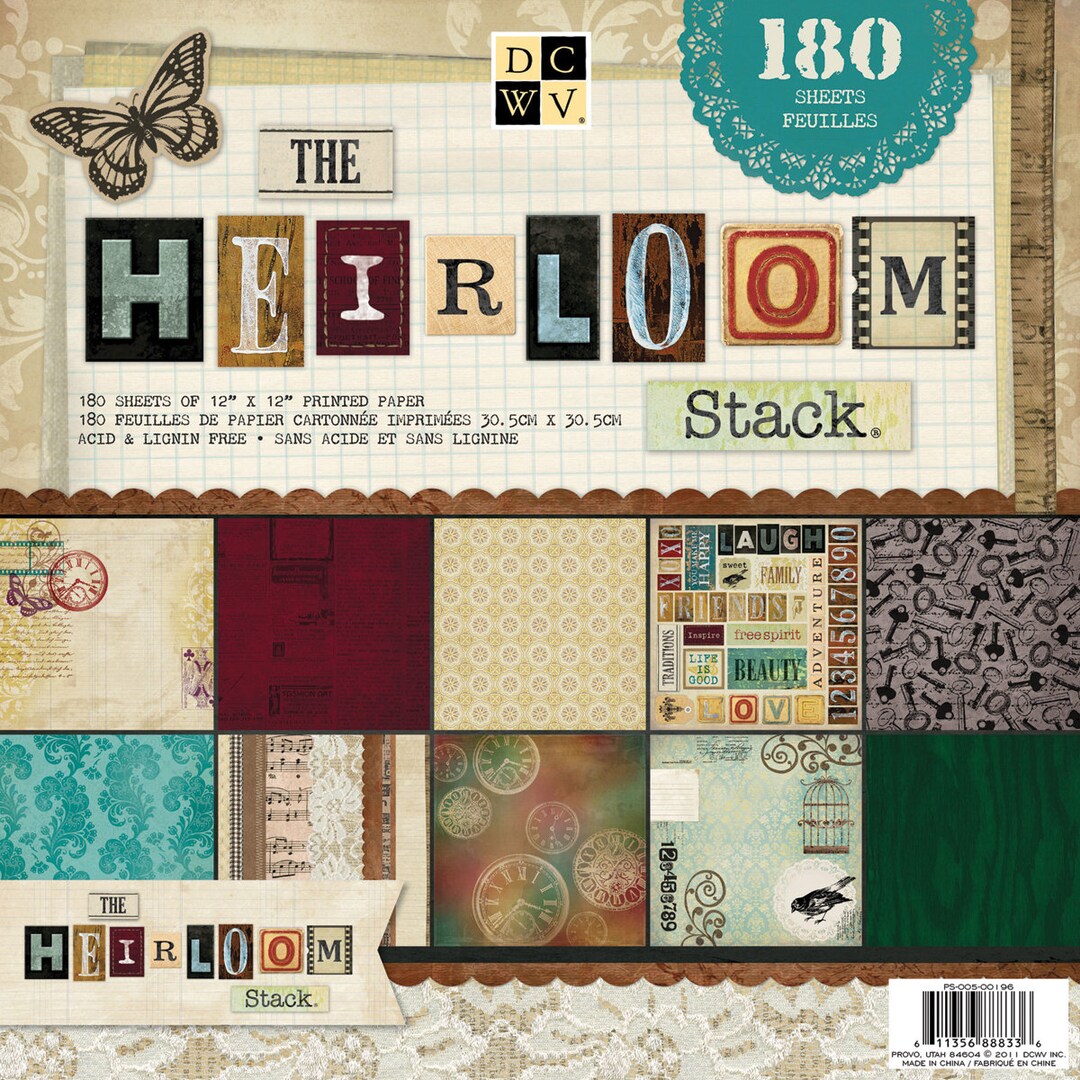 180 PAGES **DISCONTINUED DCWV Cardstock Stack 12"x12" 180/pg. -heirloom ...