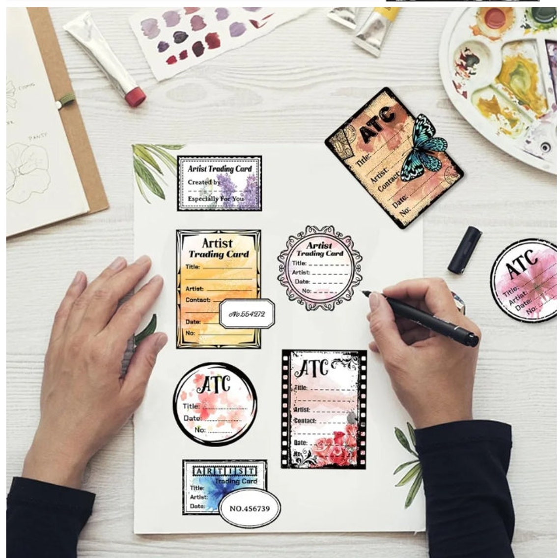 ATC Artist Trading Cards Clear Stamp Set HUGE Set at 8 X 12 Inches and ...