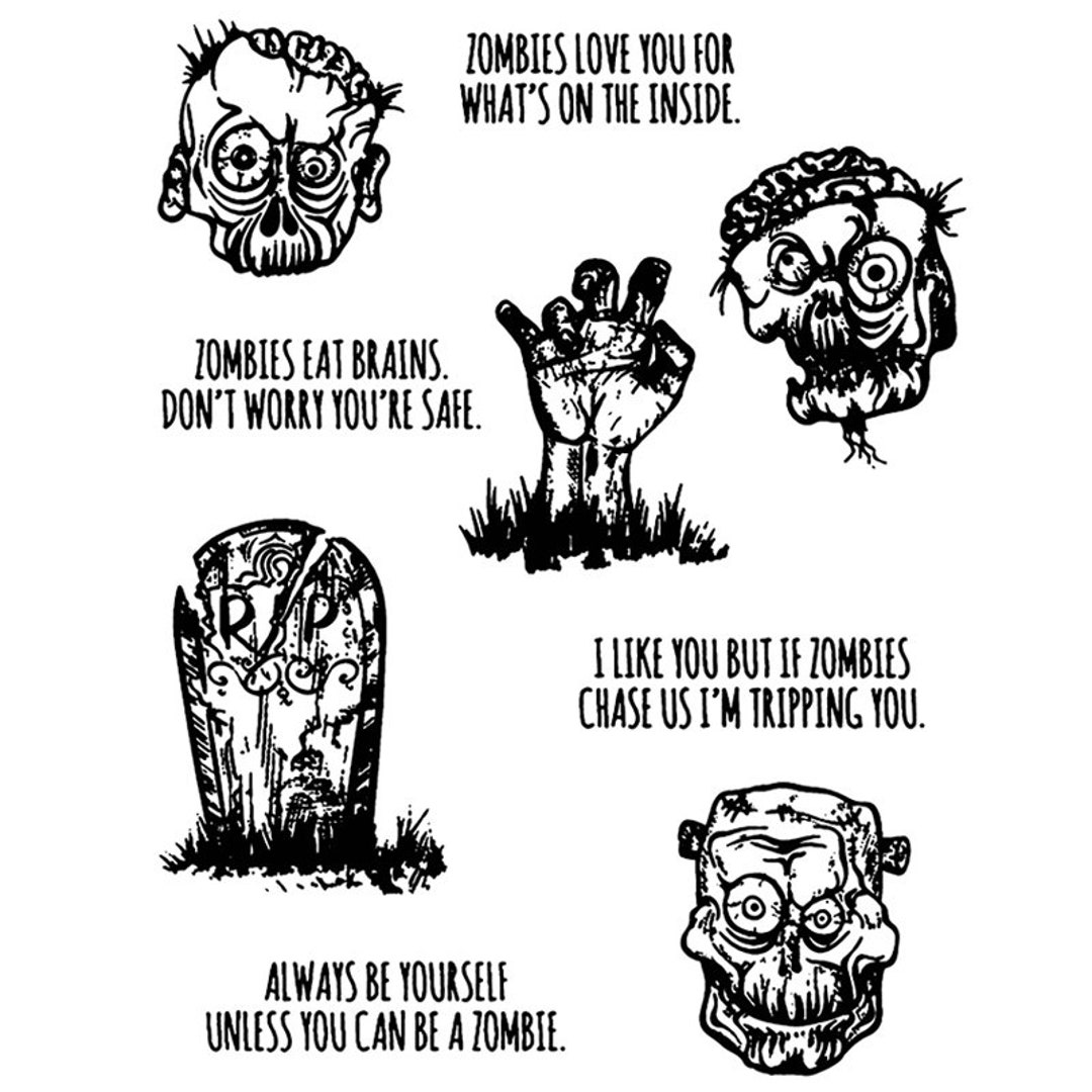 Halloween Zombie Words Clear Stamps and Tombstone CAS229 - Etsy