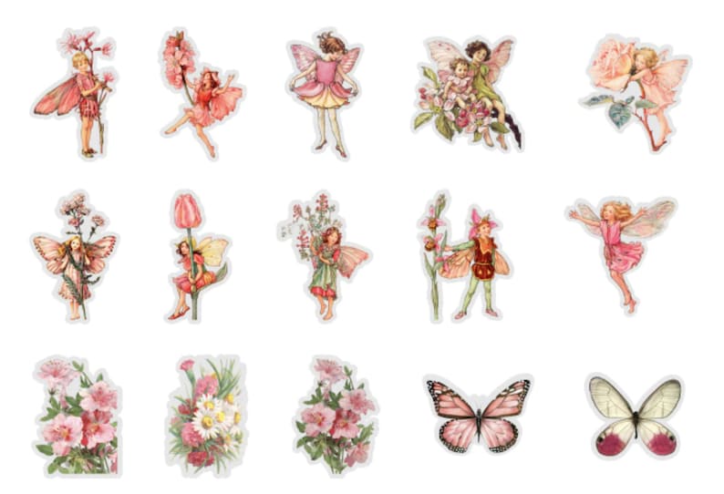 45pcs/box Waterproof Fairy Butterfly Stickers Vintage Flower Elfin ...