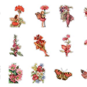45pcs/box Waterproof Fairy Butterfly Stickers Vintage Flower Elfin ...