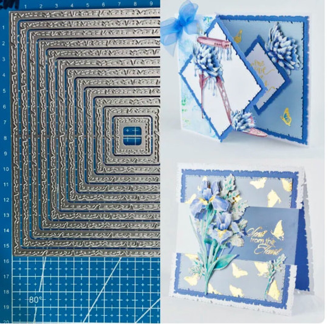 Deckled Edge Nested Square Die Set 12 Pcs. MD782 - Etsy
