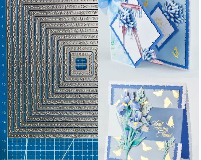 Deckled Edge Nested Square Die Set 12 Pcs. MD782 - Etsy