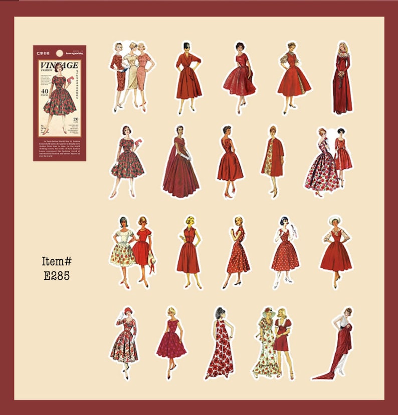 Vintage Fashion Sticker Pack. Each Pack Contains 40 Pieces. 5 - Etsy