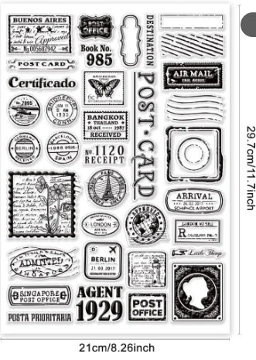 BIG Stamp Set 8 X 11.5 Inches Postmark Travel Postcard Labels CAS281 - Etsy