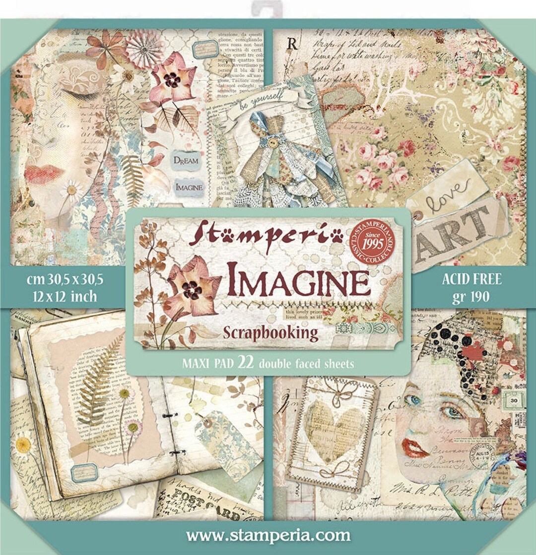 MAXI Stamperia Double-sided Paper Pad 12"x12" 22/pkg-imagine, 22 ...