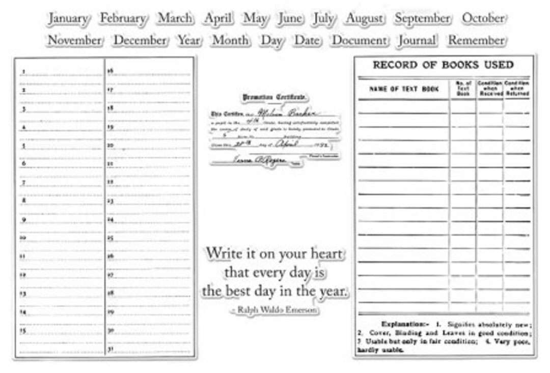 Ledger Calendar to Do List Clear Stamp Set CAS289 - Etsy