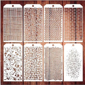 8 Pc. Stencil Pack Brick Stone Background Fishnet Leopard Splatter - Etsy