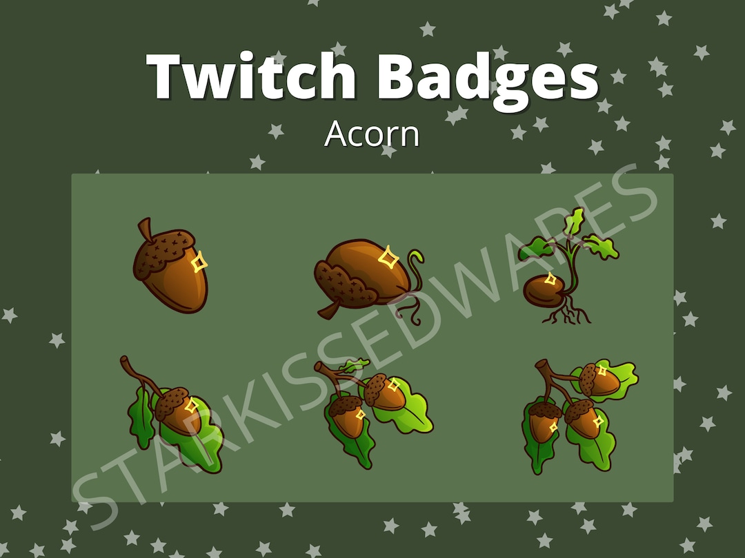 Acorn Nature Twitch Sub Bit Badge Emote Pack - Etsy