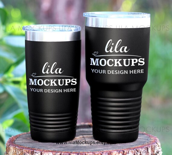 Two Tumblers Mockup PHOTO / 20 Oz and 30oz BLACK Steel Tumbler | Etsy
