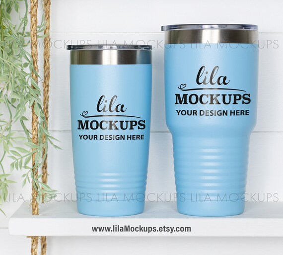 20 oz and 30 oz Light Blue Tumbler Mockup Photo / two tumblers | Etsy