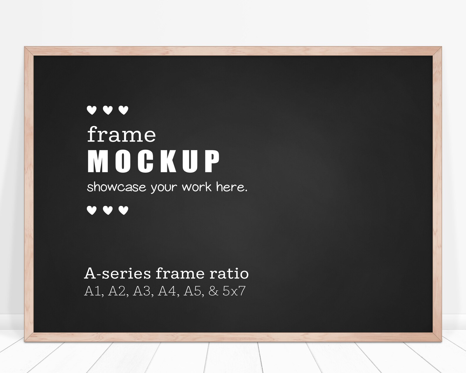 Horizontal Chalkboard Wood Frame Mockup Image PNG & JPG - Etsy