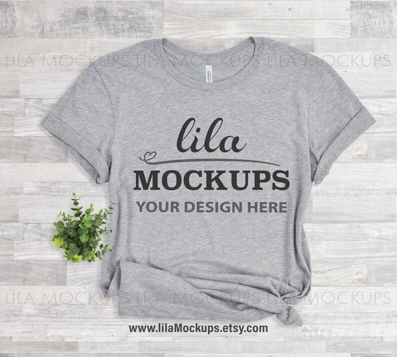 Athletic Heather Bella Canvas Tshirt Mockup Photo / Light Gray - Etsy