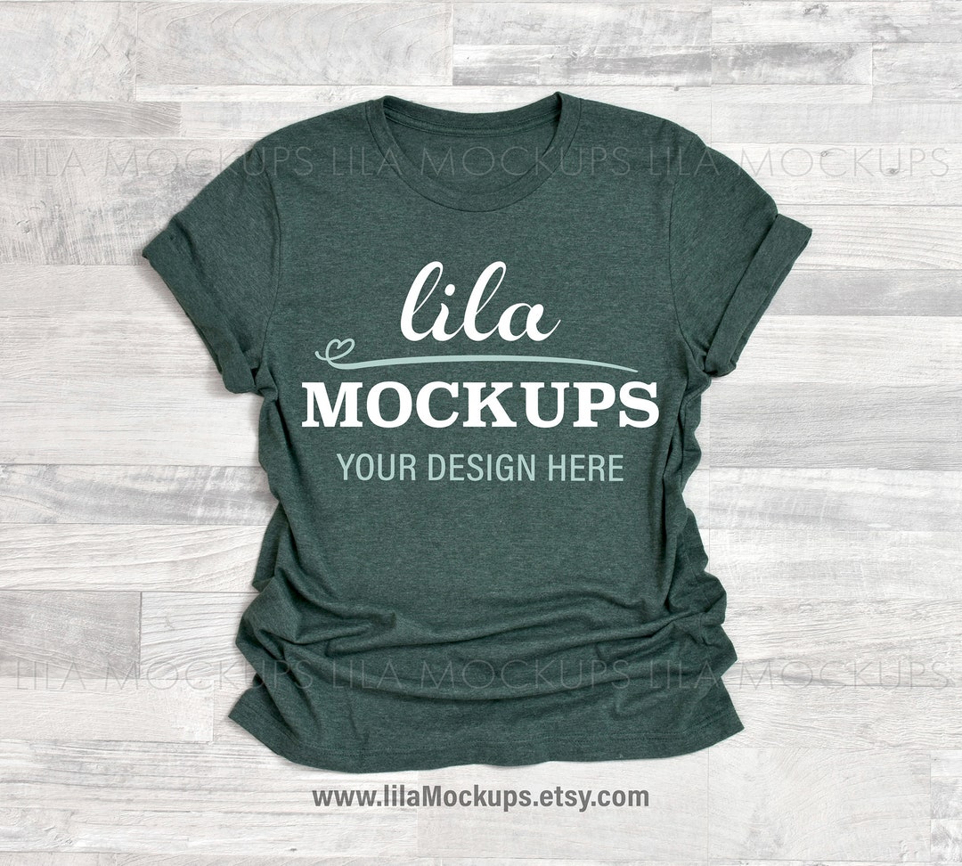 Heather Forest T-shirt Mockup Photo / Green Tshirt Mockup / Heather ...