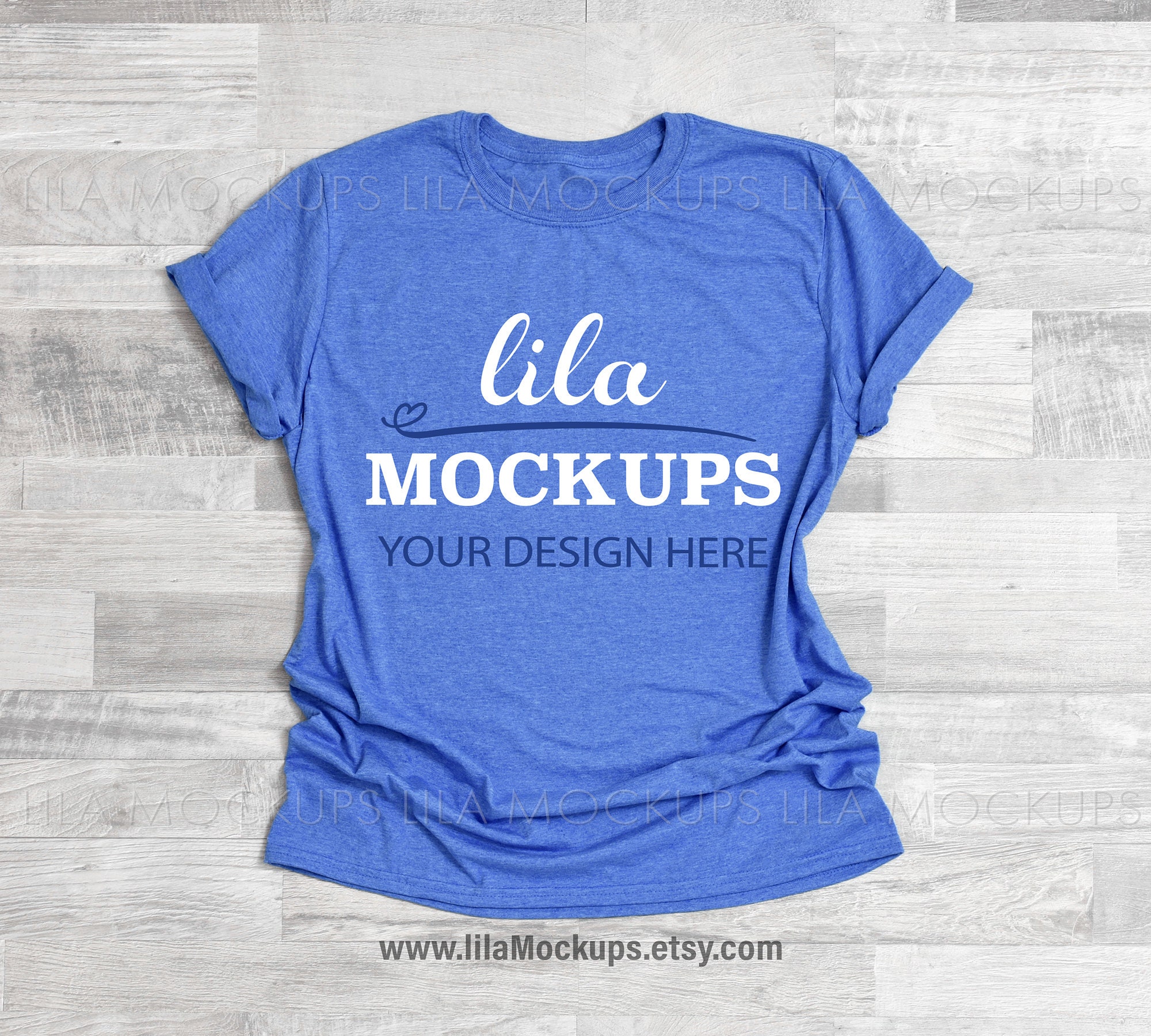 Gildan 640 Heather Royal Tshirt Mockup Photo Heather Royal Etsy
