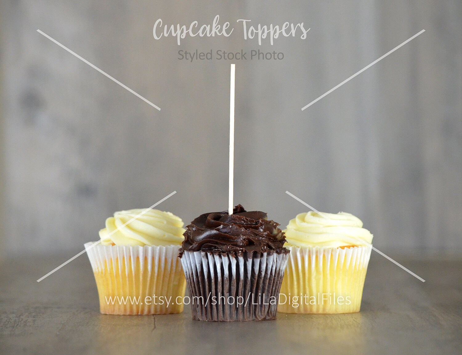 STOCK PHOTO Cupcake Toppers Mockup Cupcake Stock Image | Etsy