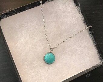 Turquoise necklace 14k Gold filled chain 24k gold | Etsy