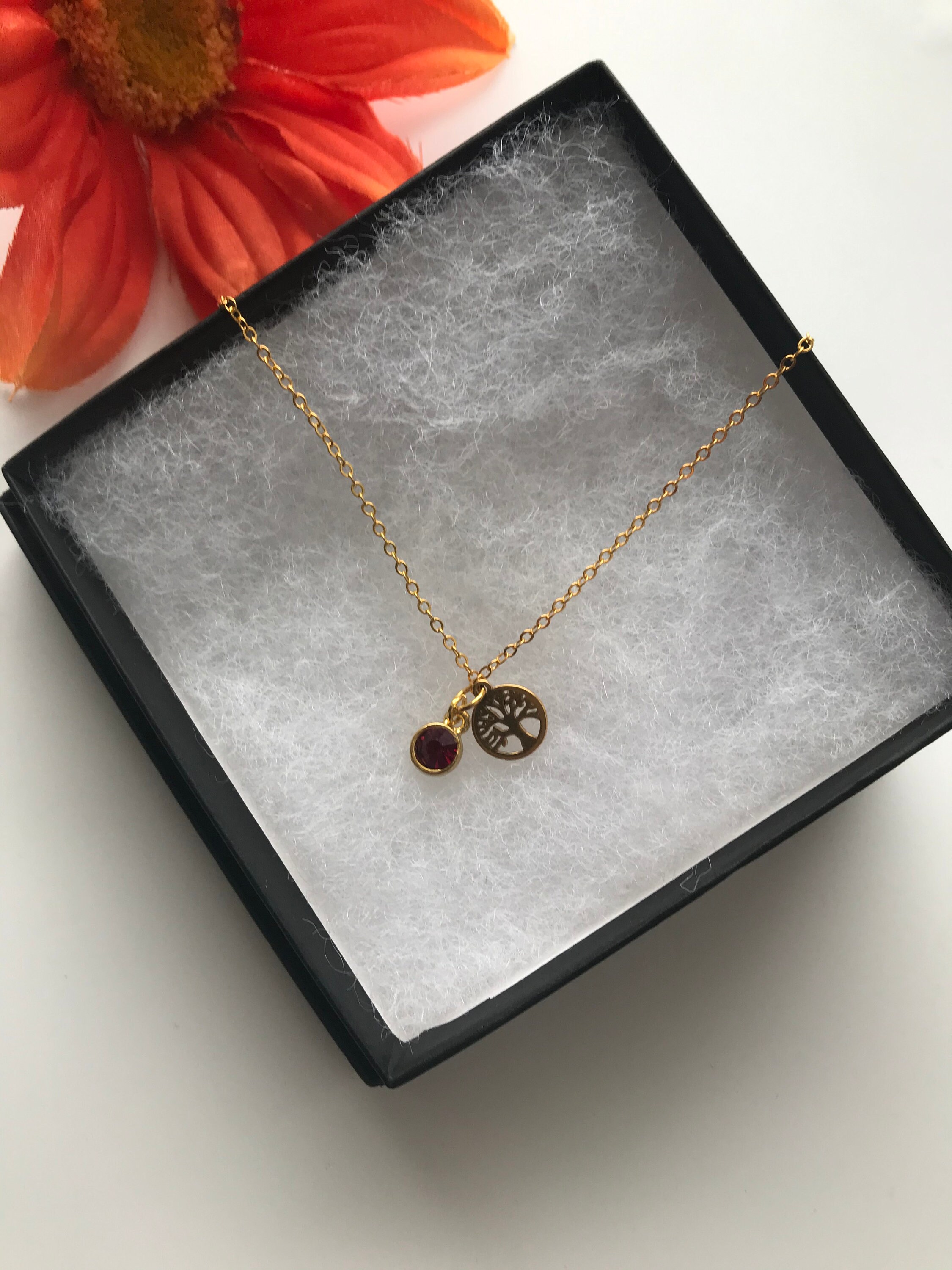A Crystal Ruby Necklace Ruby Necklace Birthstone Necklace - Etsy