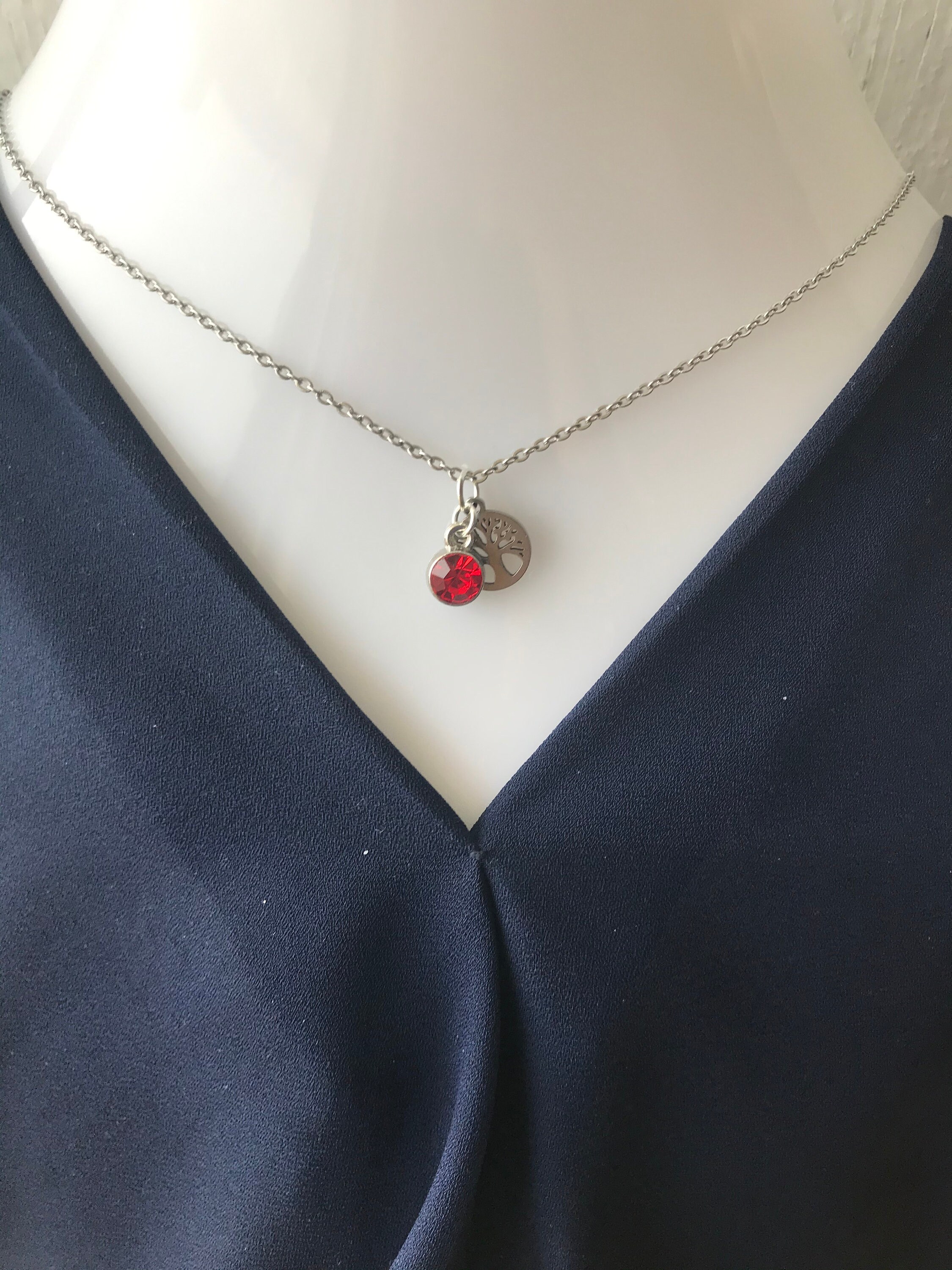 A Crystal Ruby Necklace Ruby Necklace Birthstone Necklace - Etsy