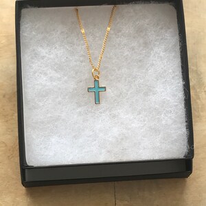 A Turquoise Colour Cross Necklace,gold Plated Pendant - Etsy