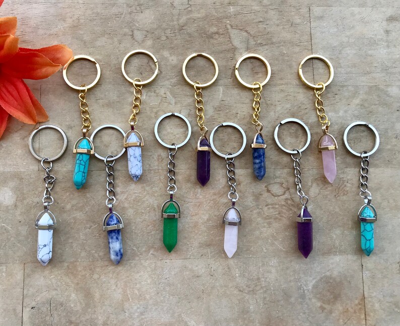 A Crystal Jade Keychains Gemstones Gold Keychain Healing - Etsy